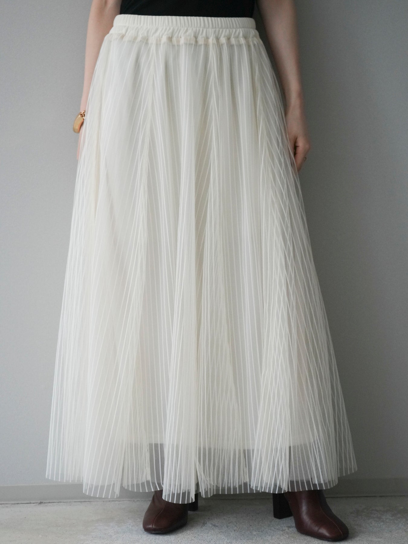 [予約]チュールストライプボリュームスカート/ivory – Lumier