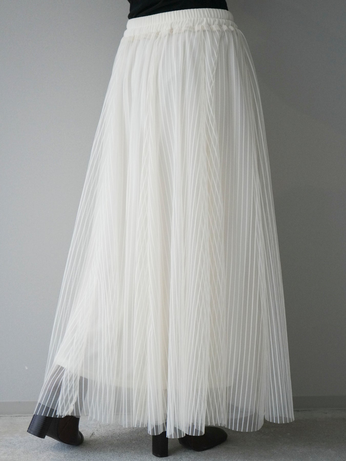 [予約]チュールストライプボリュームスカート/ivory – Lumier