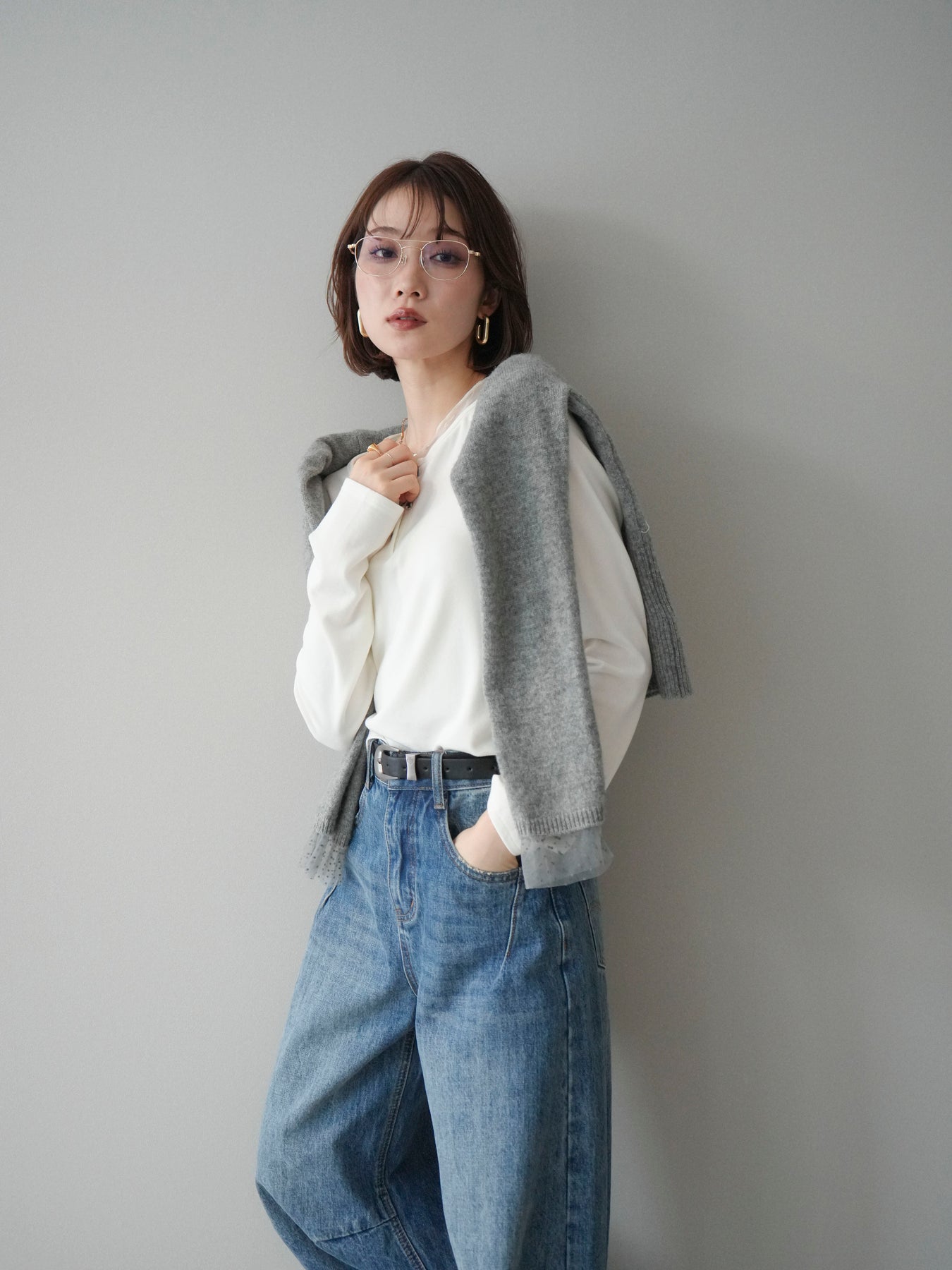 [予約]チュールレイヤードヘンリーネックカットソー/ivory – Lumier