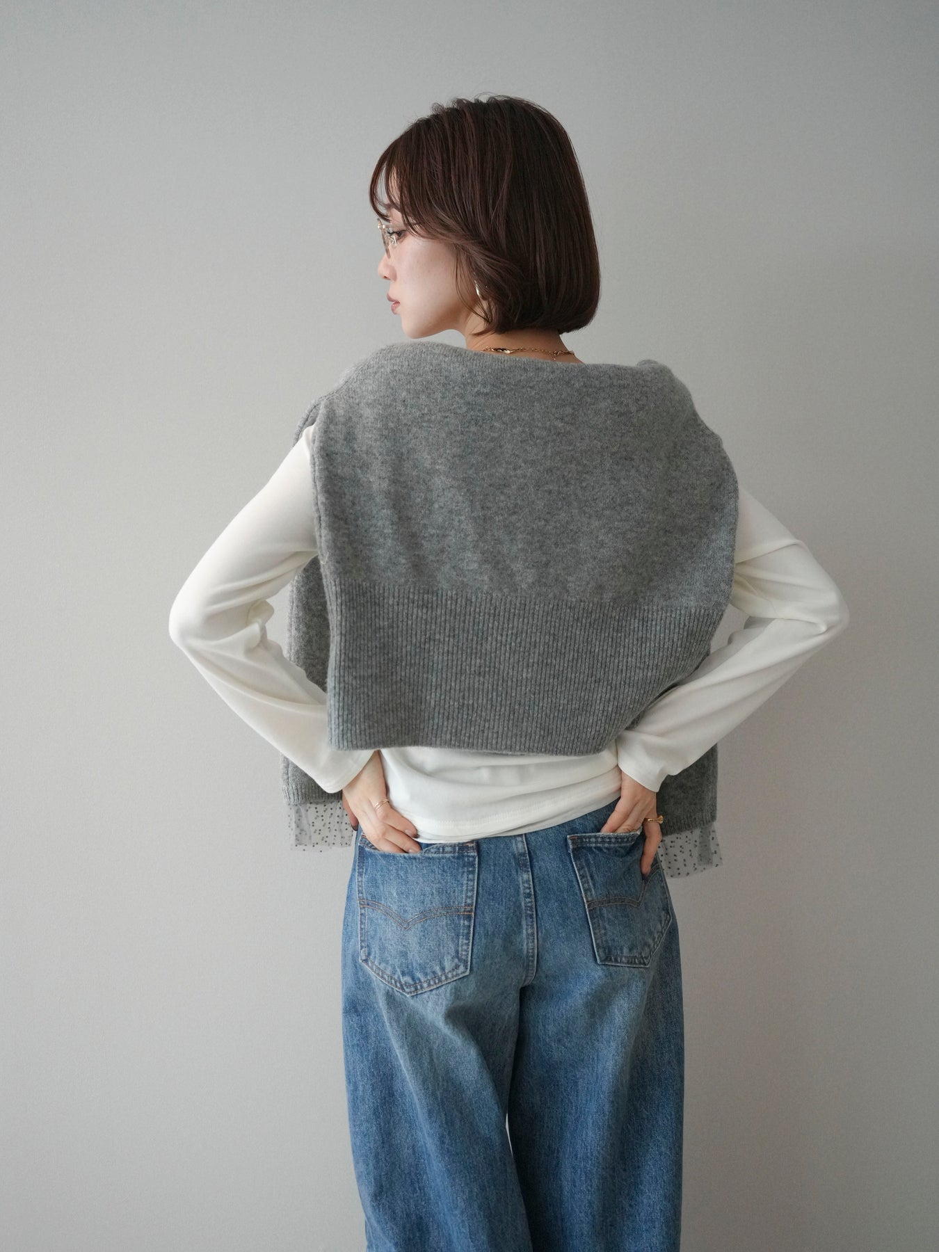 [予約]チュールレイヤードヘンリーネックカットソー/ivory – Lumier