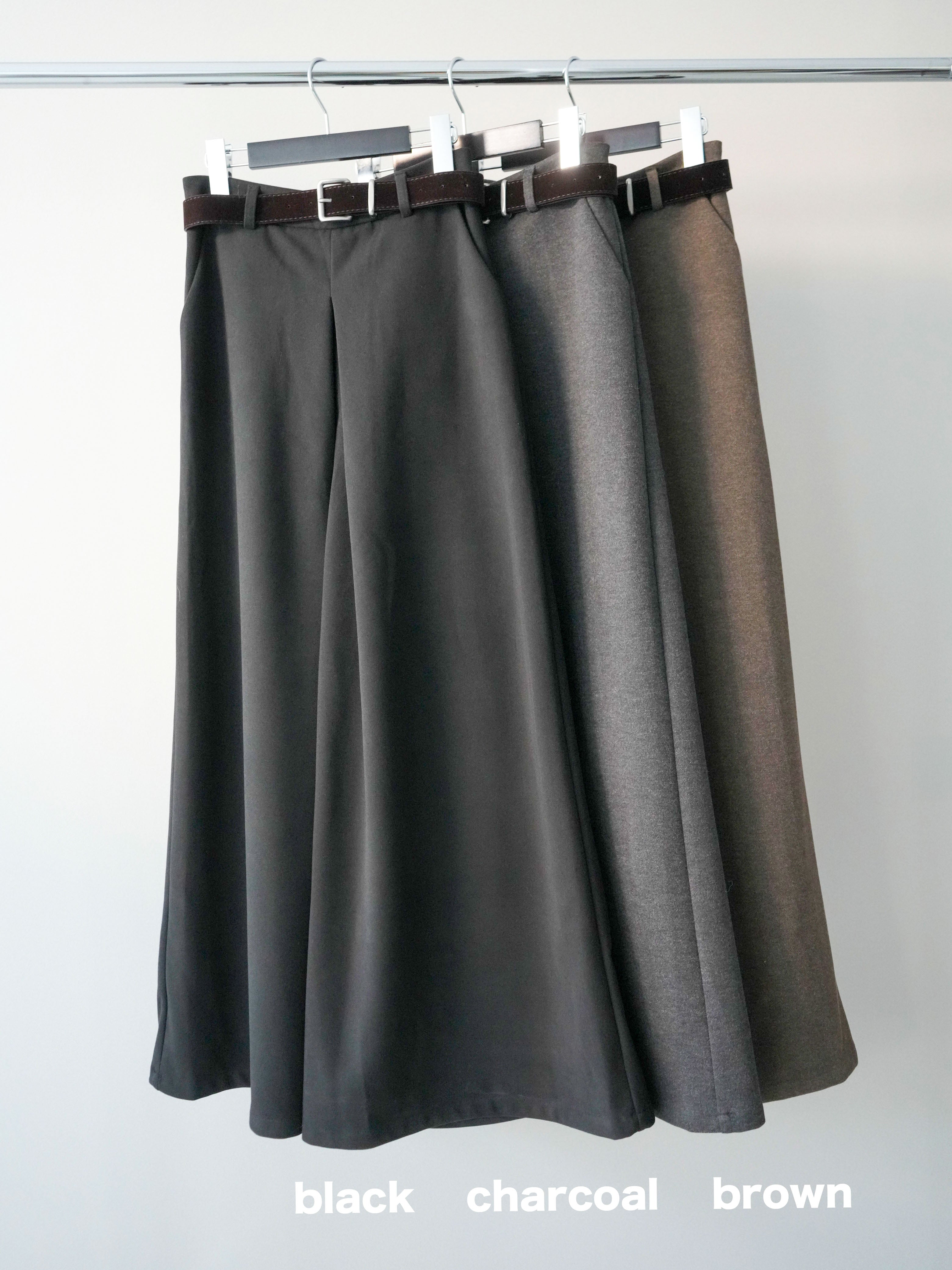 [SET]ベルト付きフロントタックワイドパンツ+ベルト付きフロントタックワイドパンツ(2set) – Lumier